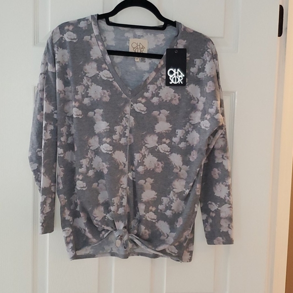 Chaser | Tops | Chaser Floral Cottonblend Top M | Poshmark